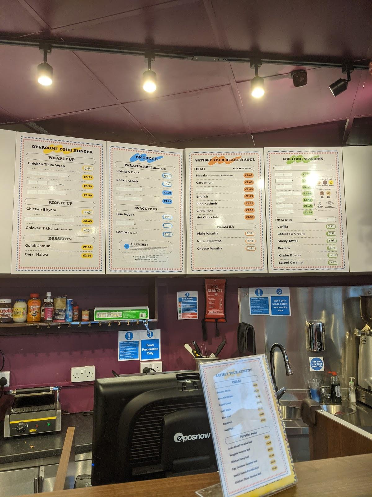 Menu at Chai Ada cafe, London