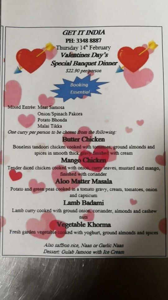 Menu at Get It India fast food, Tingalpa, Wynnum Rd