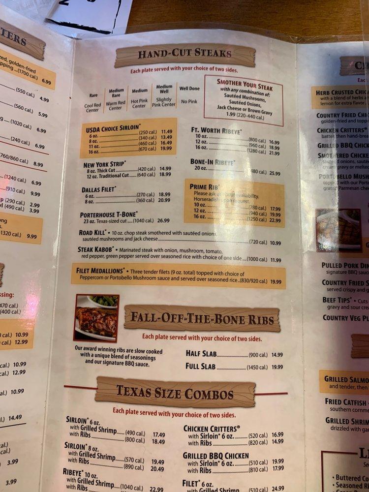 Menu at Texas Roadhouse BBQ, Columbia, Stanford Blvd