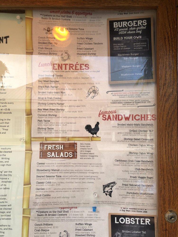 Menu at Two Friends Patio Restaurant, Key West