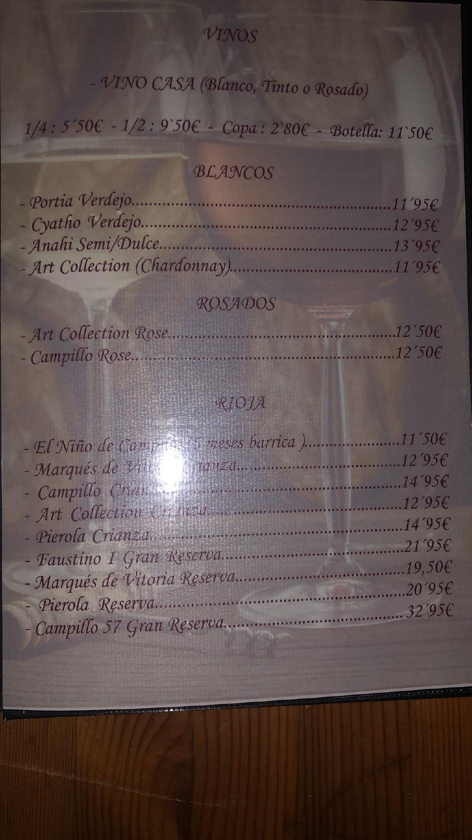 Menu at Él Alpendre De la Vega restaurant, Vega de San Mateo