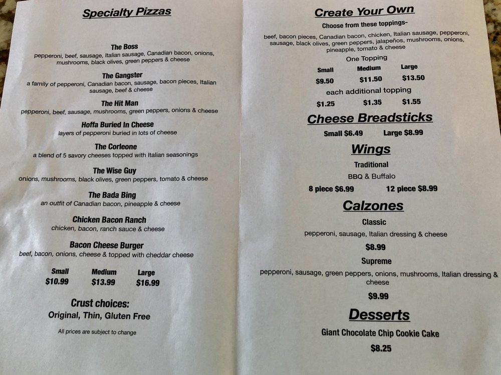 Menu at Goodfellas Pizzeria, Vinita