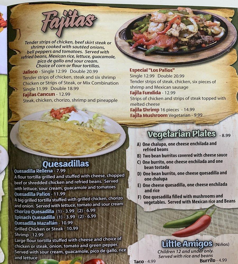 Menu at Los Patios Mexican Restaurant, Danville, 50 Old Farm Rd #190