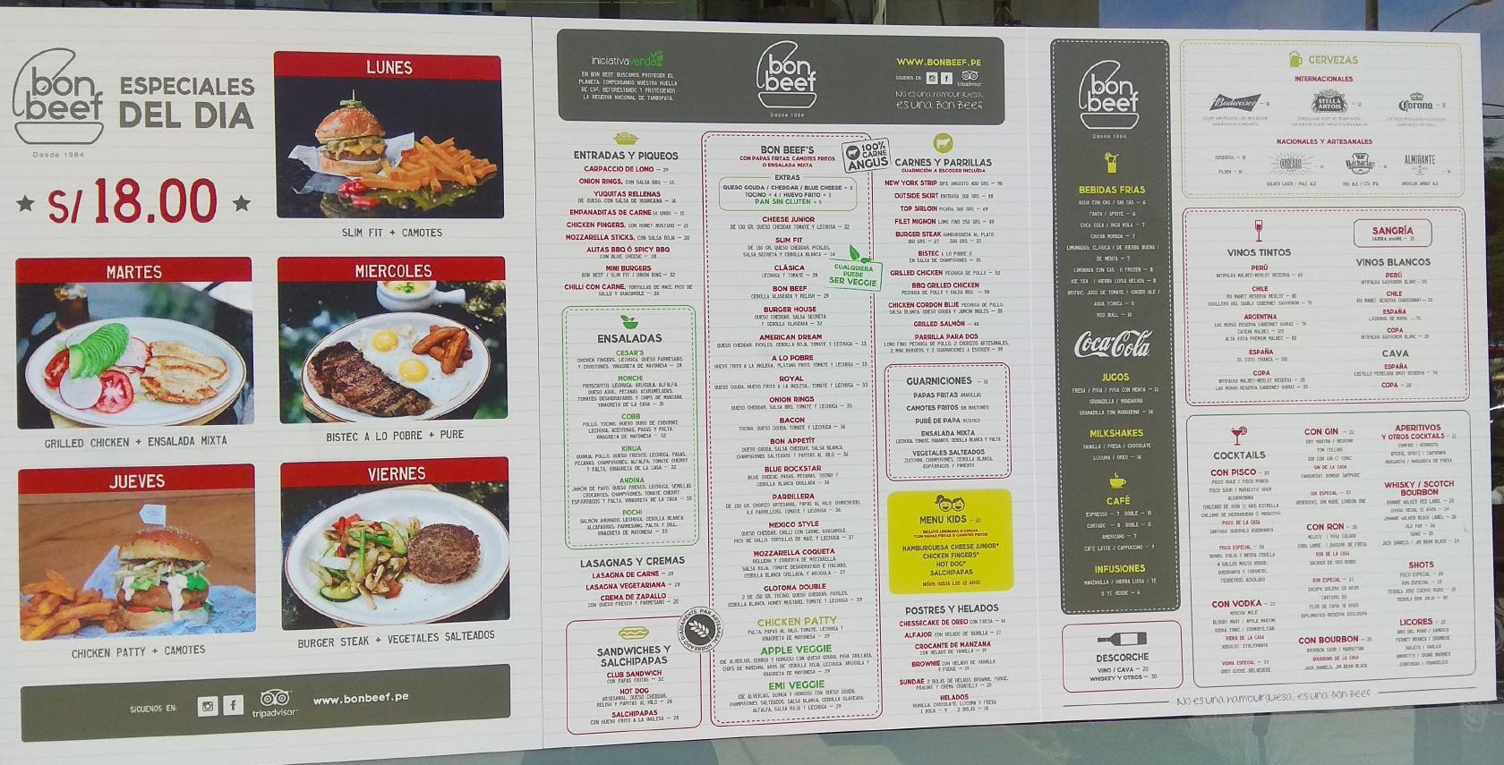 Carta del pub y bar Bon Beef - Paseo Fibra (Magdalena), Lima, 381