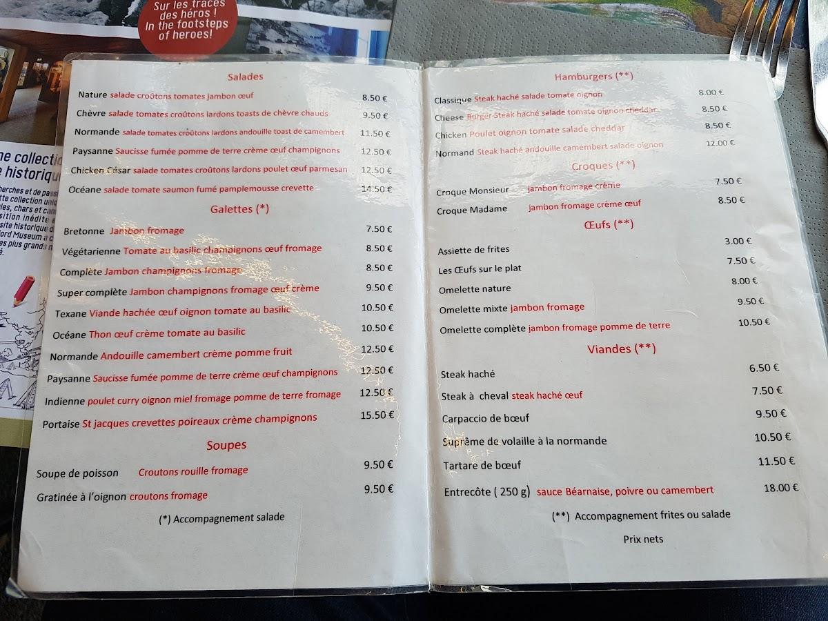 Menu at Les Pieds Dans L'eau restaurant, Port-en-Bessin-Huppain, 14 Quai Félix Faure