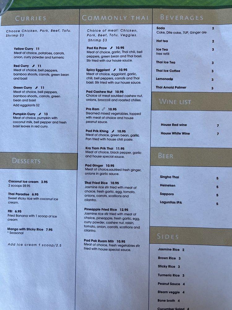 Menu at Lim Ros Thai restaurant, Benicia