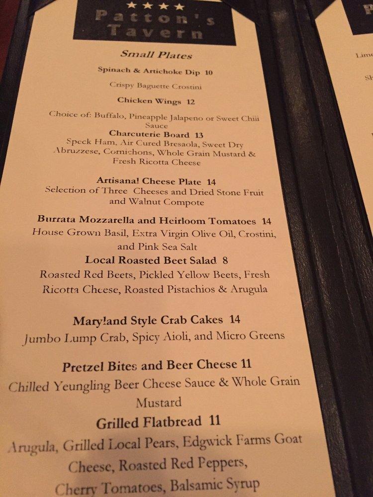 Menu at Patton's Tavern pub & bar, West Point
