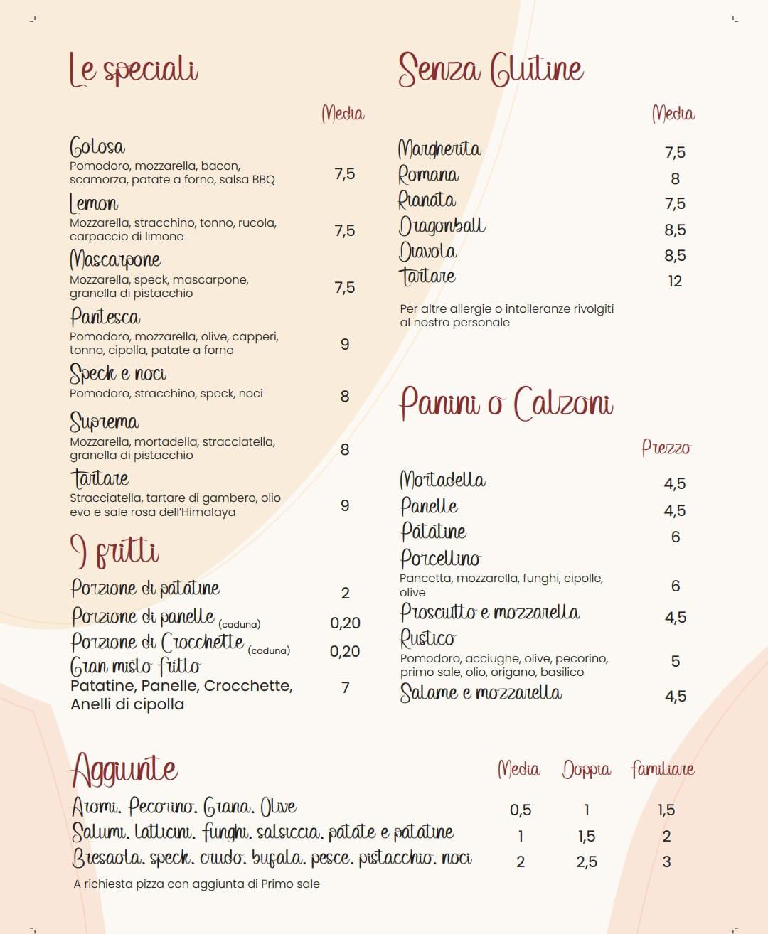 Menu da Pizza Sfizio...pizzeria d'asporto, Casa Santa