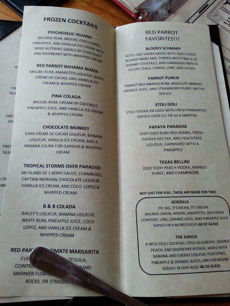 Menu at The Red Parrot Restaurant, Newport