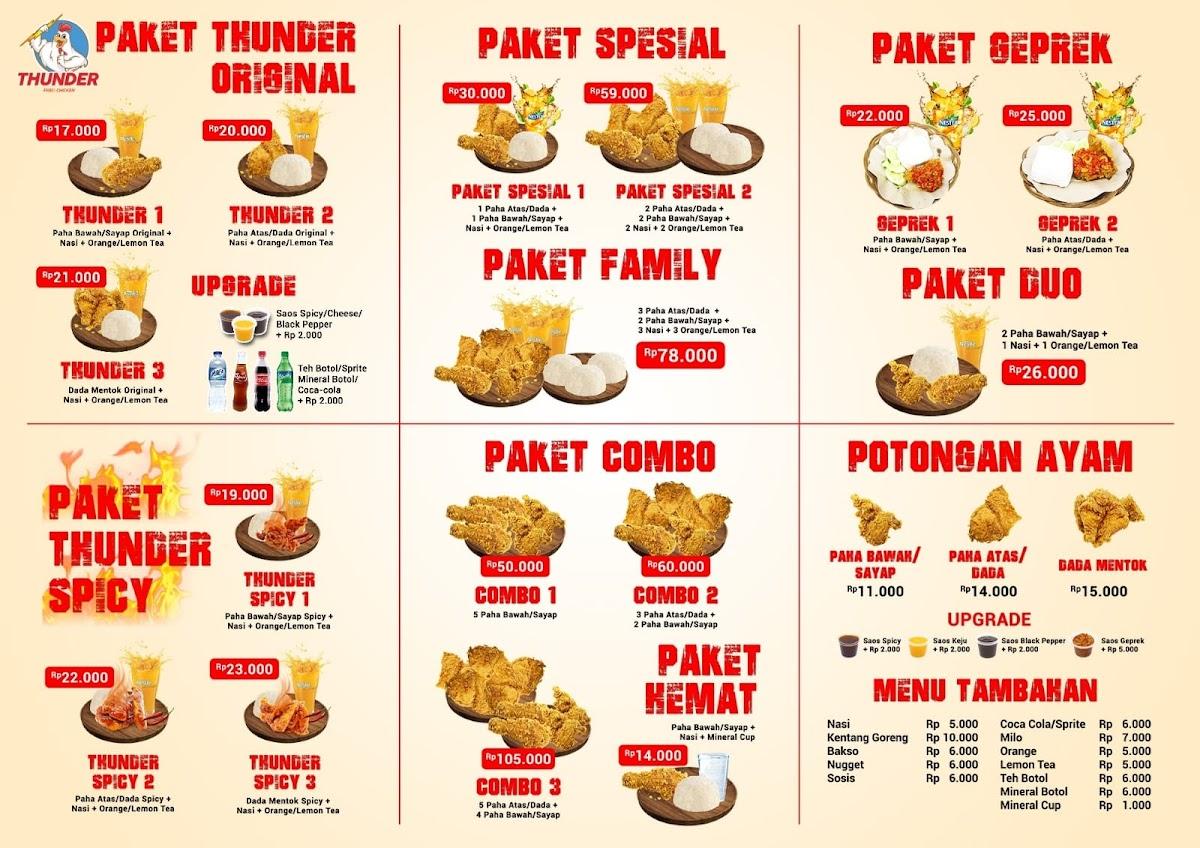 Carta del restaurante Thunder Fried Chicken Citra Raya, Cikupa