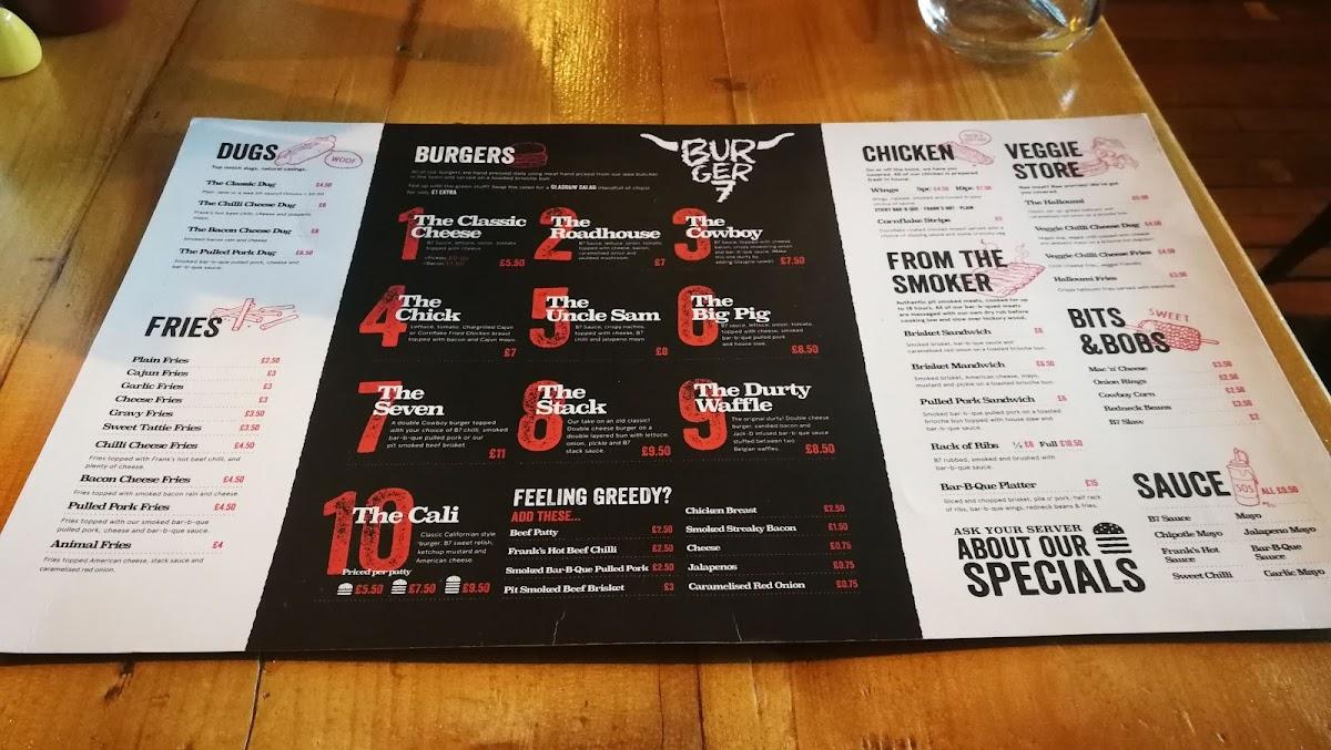 Menu at Burger7 Coatbridge restaurant, Coatbridge