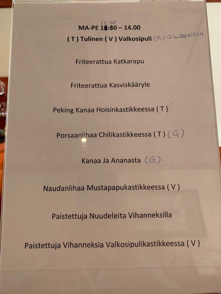 Menu at Heng Feng restaurant, Nummela, Tuusantie 3