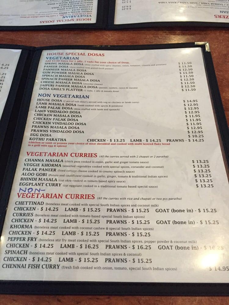 Menu at Krishna's Dosa Grill restaurant, Surrey