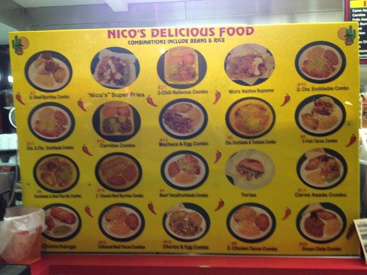 Menu at Nico's restaurant, Tucson, N Campbell Ave