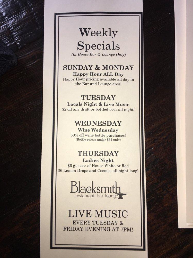Menu at The Blacksmith Restaurant, Bend