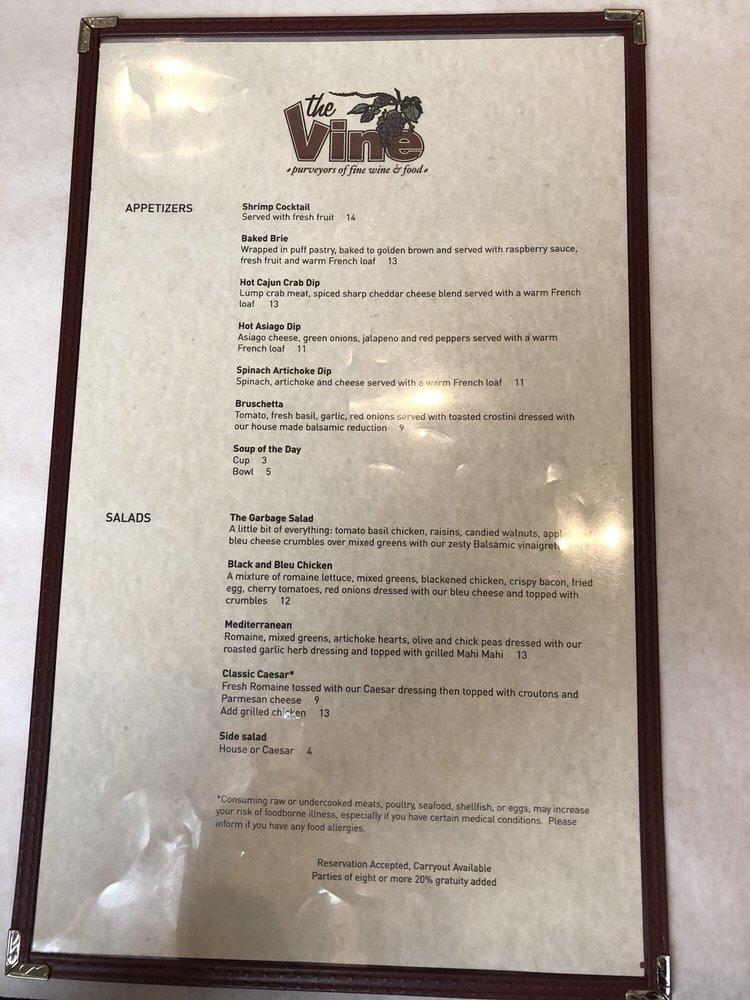 Menu at The Vine pub & bar, Elkhart