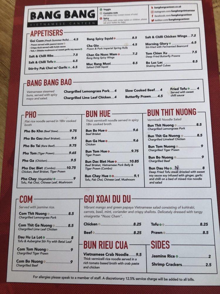 Menu at Banh Mi Town restaurant, London