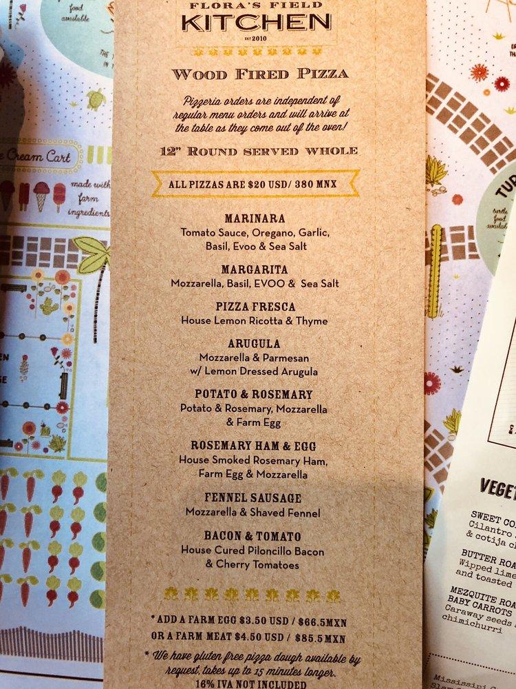 Menu at Flora Farms pizzeria, San José del Cabo, Carretera ...