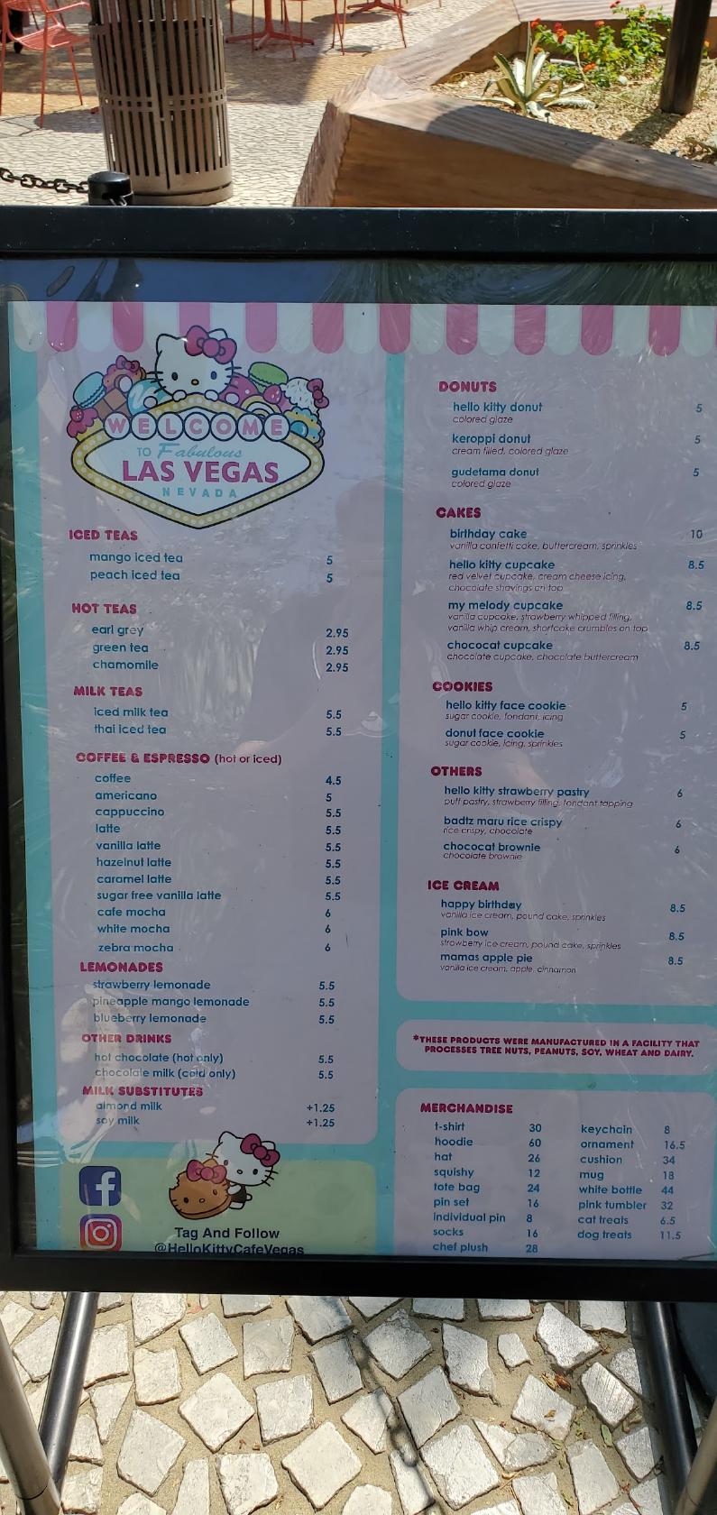 Menu at Hello Kitty Cafe at The Park MGM Las Vegas, Las Vegas