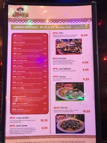 Menu at Los Rancheros restaurant, Santa Rosa Beach