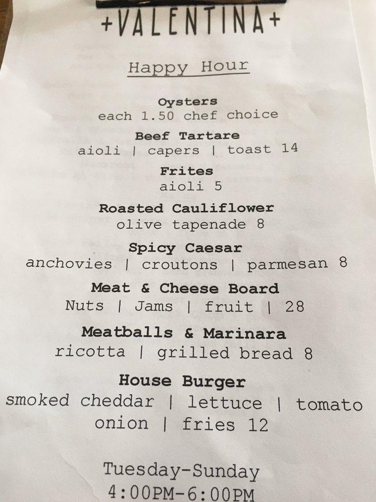 Menu at Valentina Restaurant, Encinitas