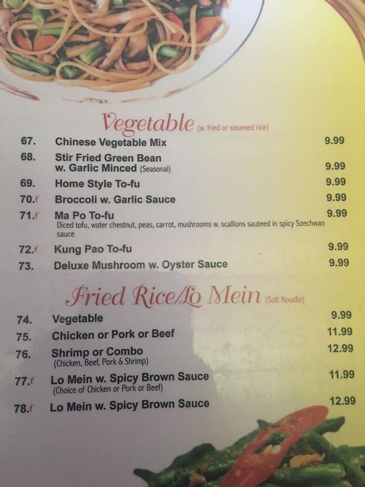 Menu at Dragon Village restaurant, Colville