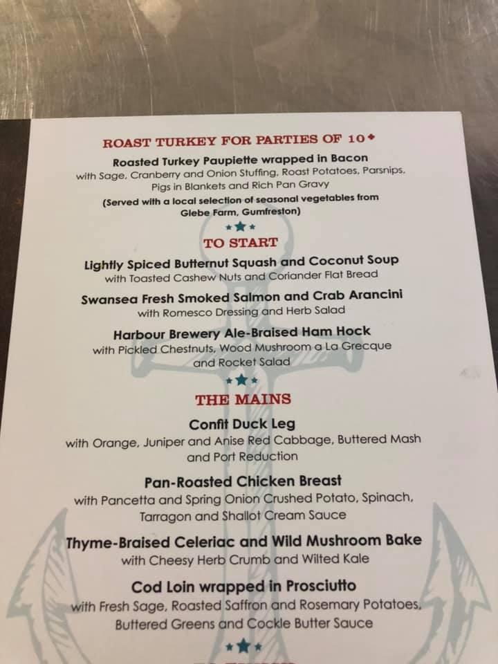 Menu at Hope & Anchor pub & bar, Tenby