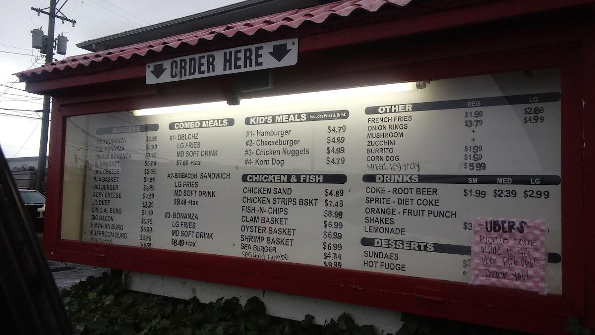 Menu at Burger Ranch fast food, Tacoma, 820 S 38th St