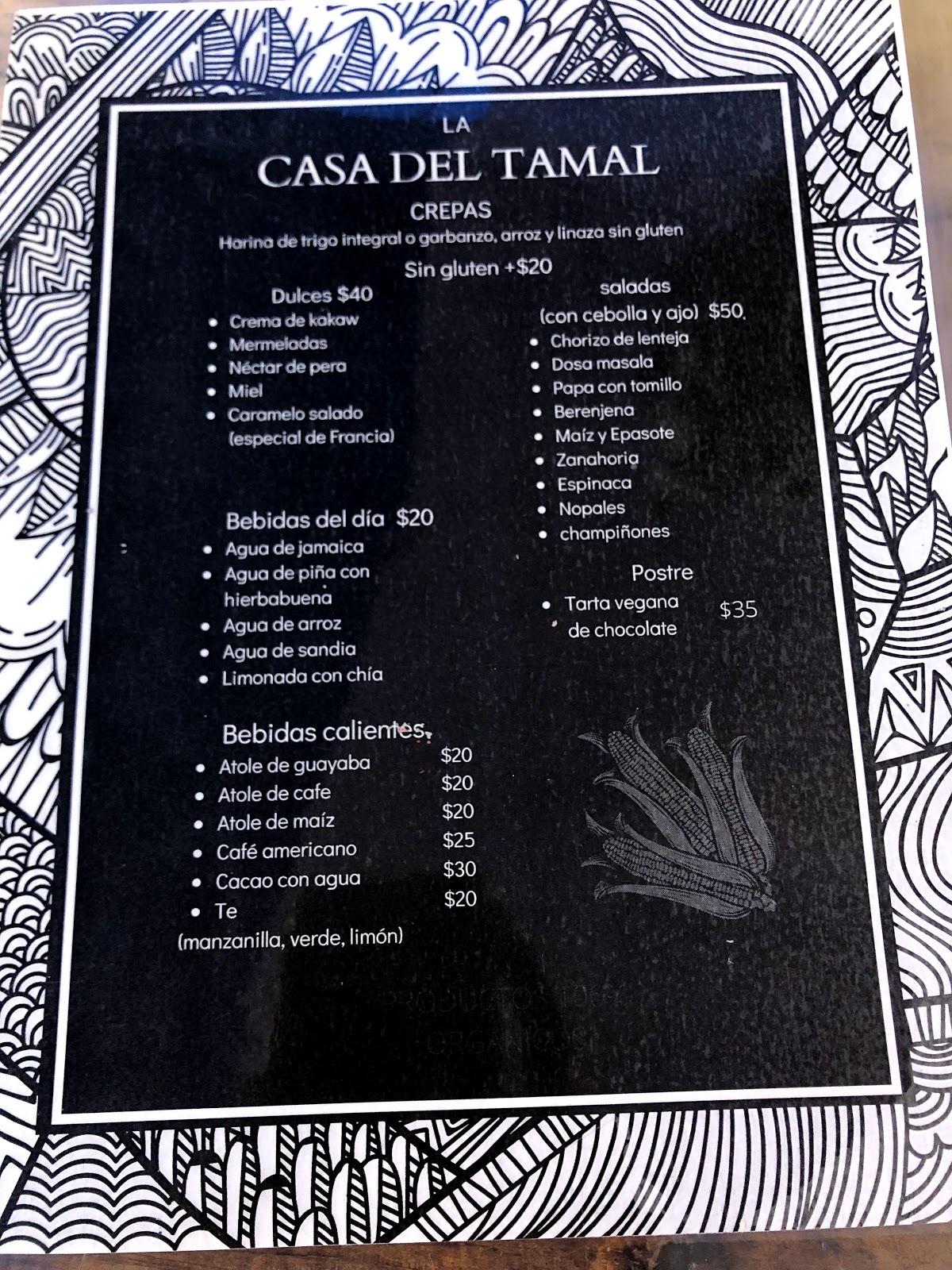 Carta del restaurante La casa del tamal san cristóbal, San Cristóbal ...