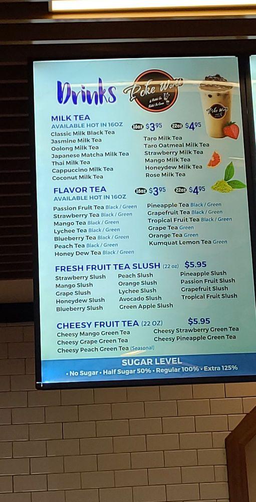 Menu at Pokeworld, Memphis