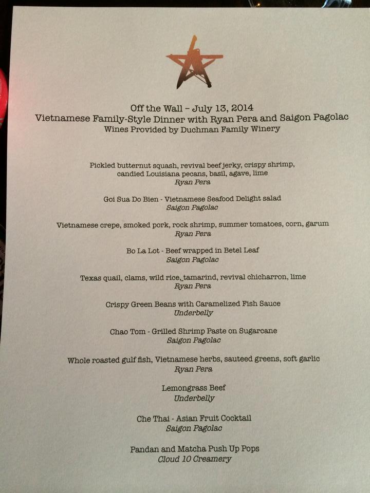 Menu at Saigon Pagolac restaurant, Houston