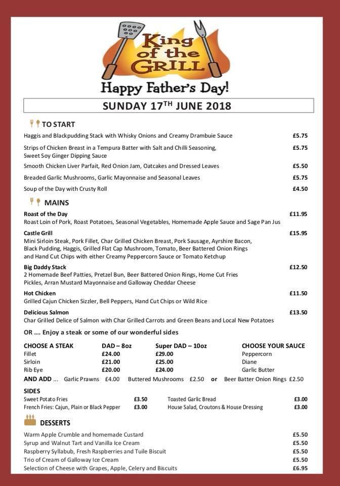 Menu at North West Castle Hotel restaurant, Stranraer