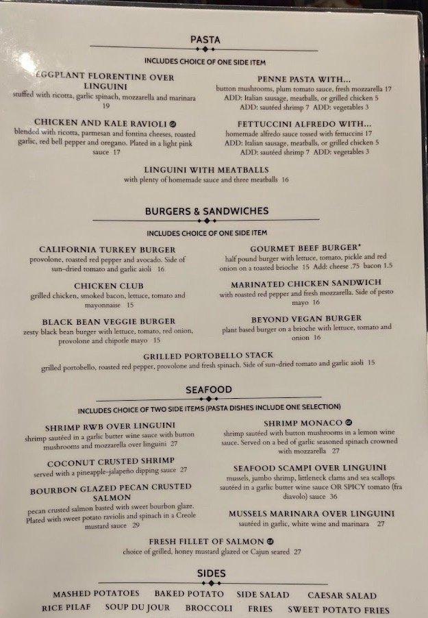 Menu at Red White and Brew restaurant, Prescott