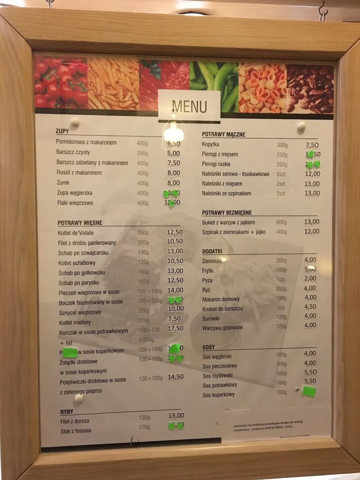 Menu at Bar 14, Swarzędz