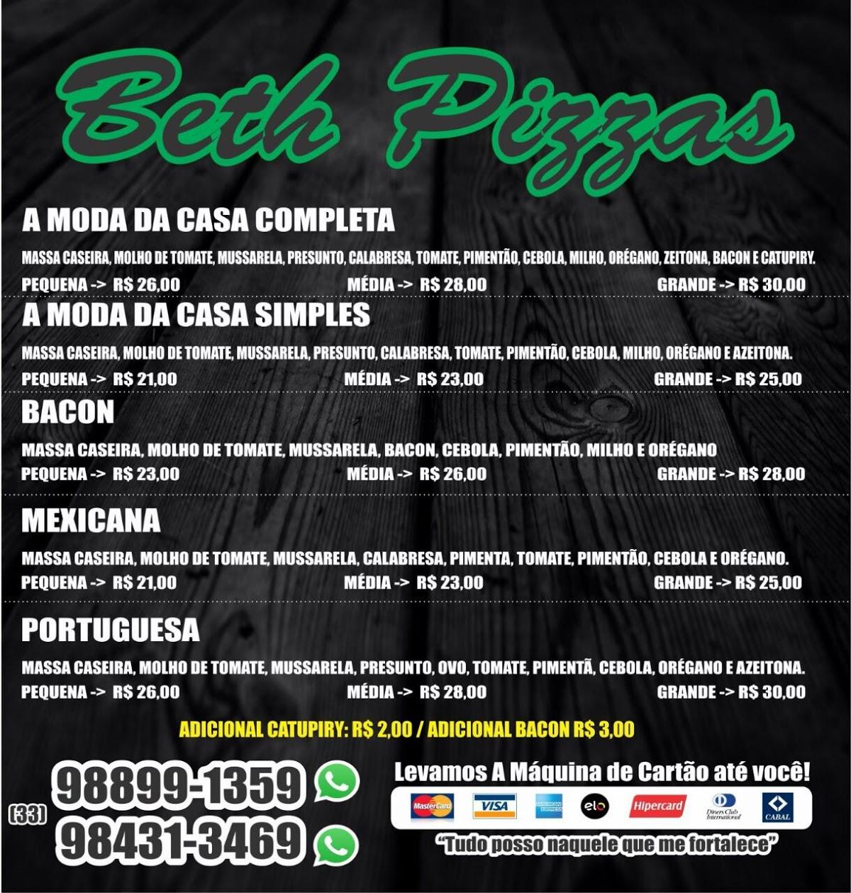 Menu em Beth Pizzas Delivery pizzaria, Ipanema
