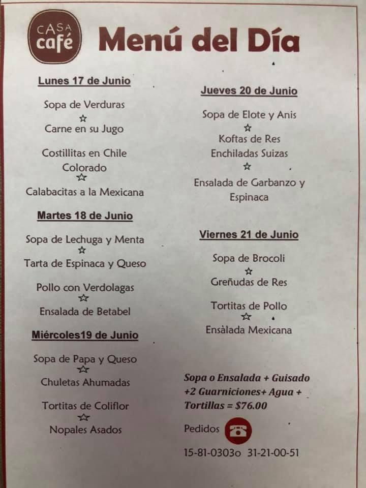 Menu at Casa Cafe, Zapopan, Chimalhuacán 3569