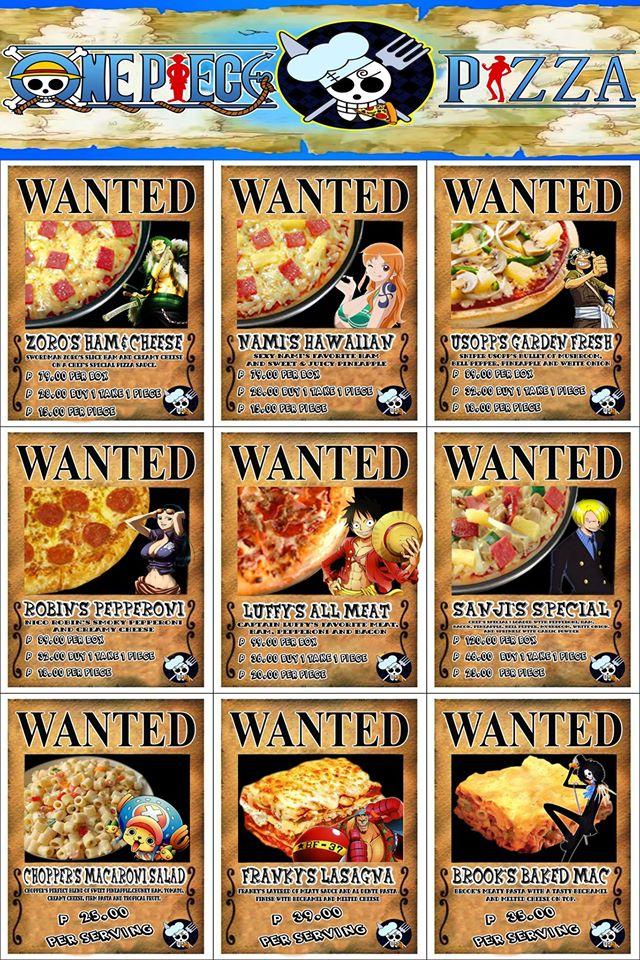 Carta de pizzería One Piece Pizza, Makati