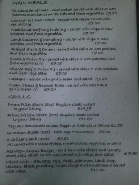 Menu at The Turks Head pub & bar, Oldham