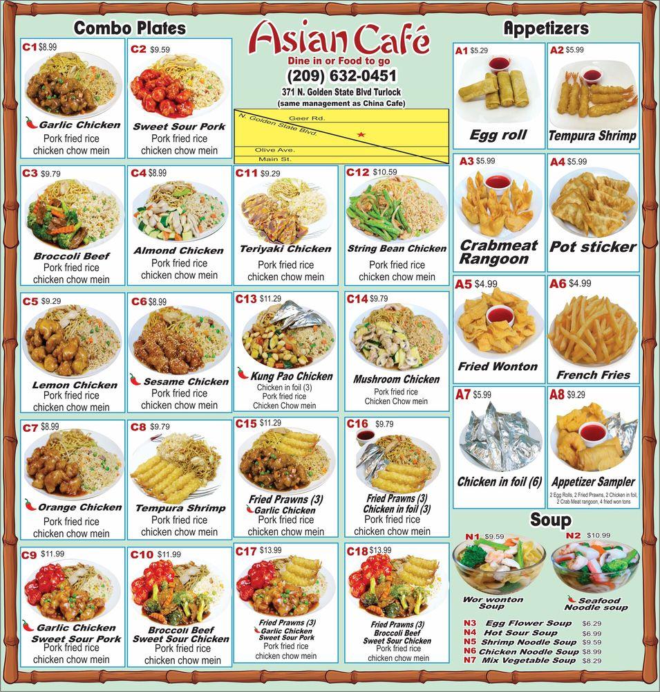 Menu at Asian cafe, Turlock, 371 N Golden State Blvd