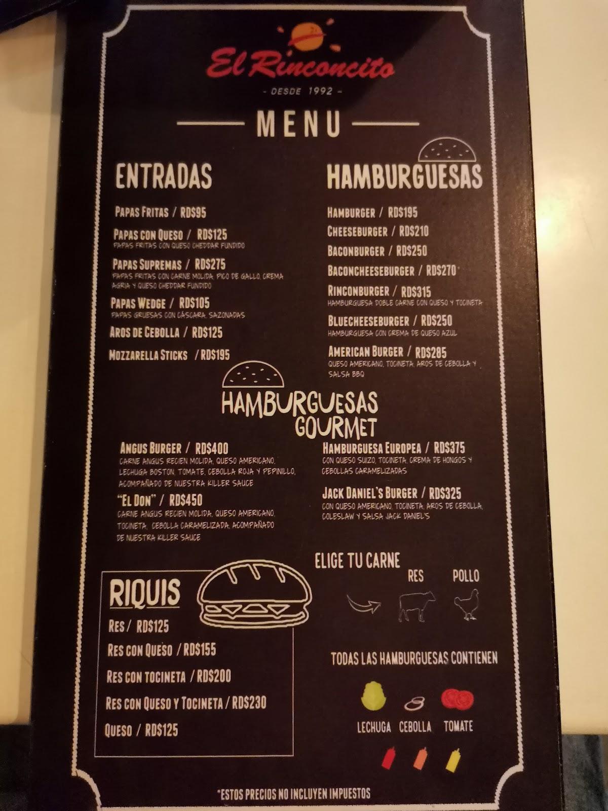 Menu at El Rinconcito restaurant, Santiago De Los Caballeros, Av ...