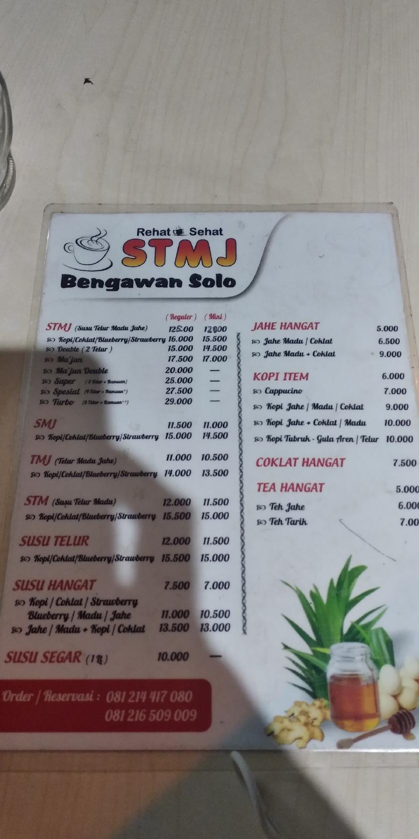 Carta del café STMJ Bengawan Solo, Malang, Jl. Tumenggung Suryo No.35