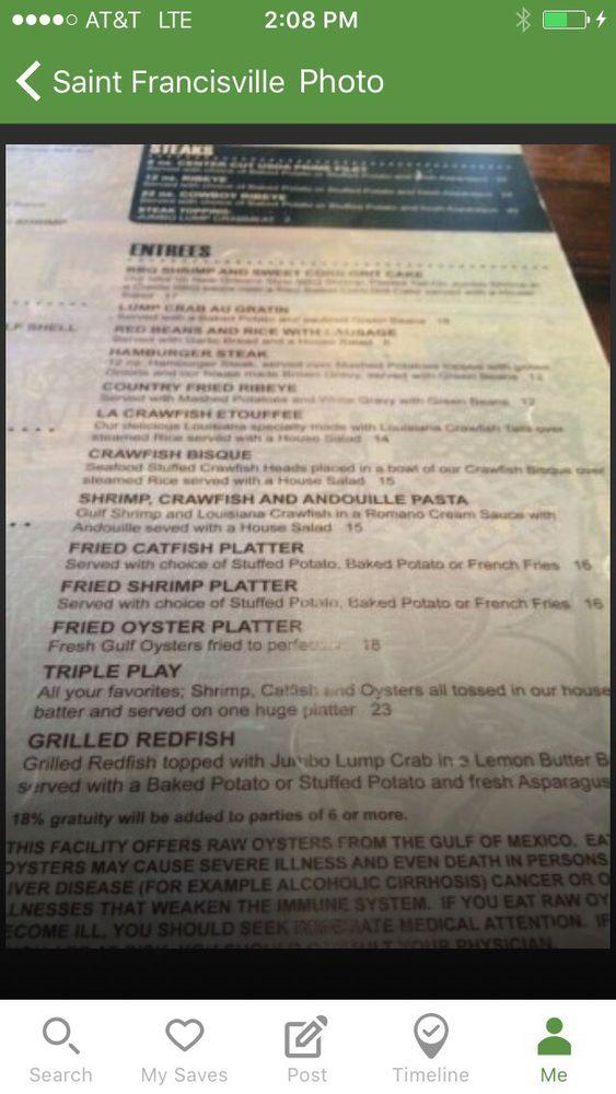 Menu at The Francis Southern Table & Bar, Saint Francisville, US-61