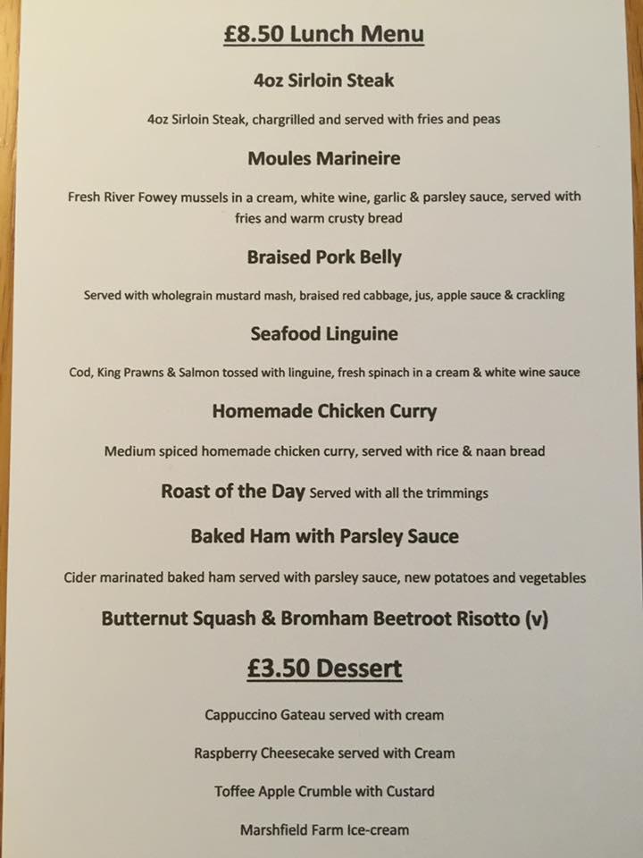 Menu at Westbrook Inn pub & bar, Bromham, 107 Westbrook Rd