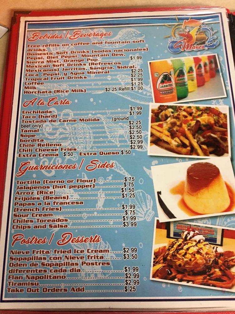 Menu at 7 Mares restaurant, Grand Rapids, Kalamazoo Ave SE
