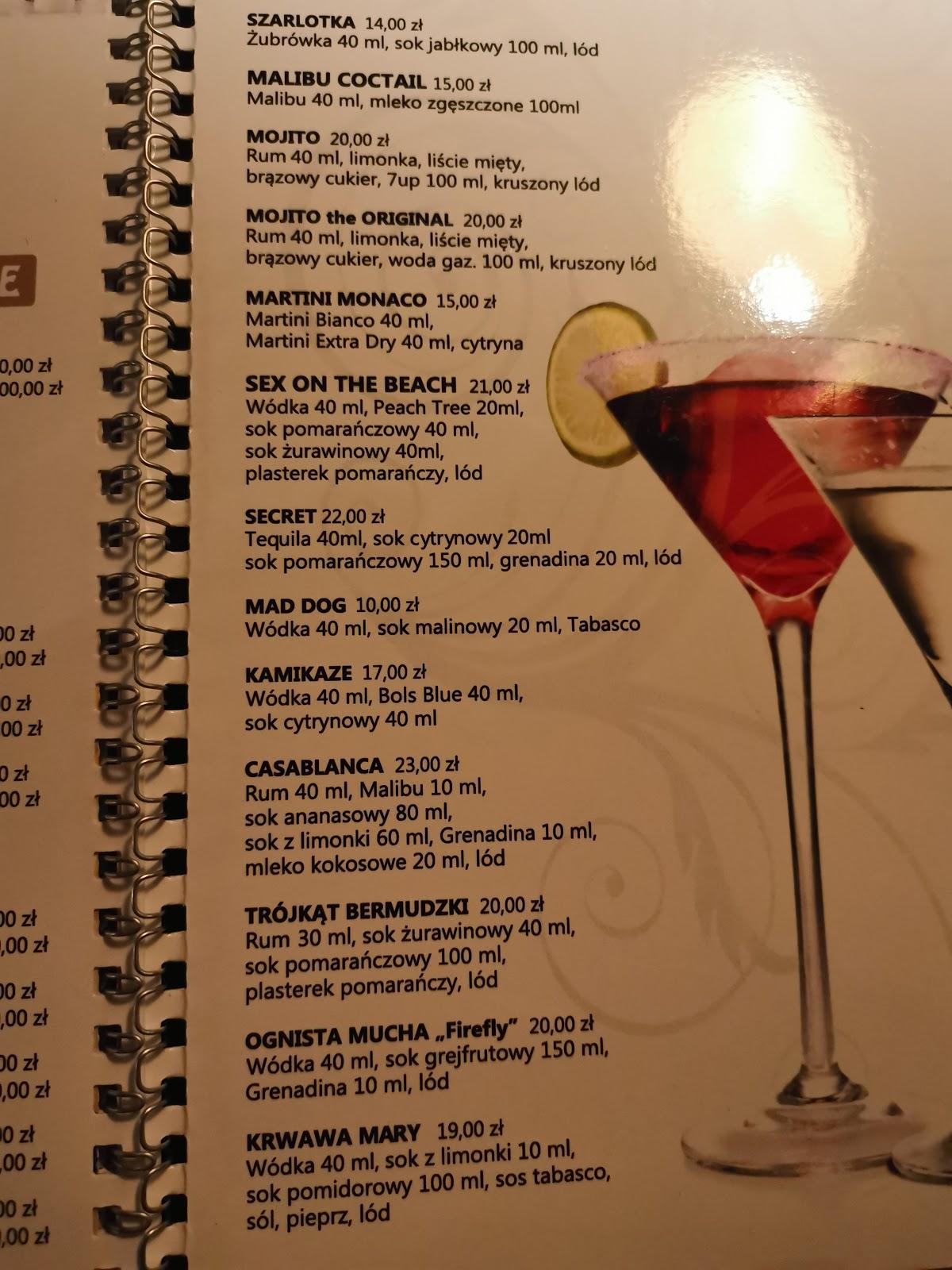 Menu at Cleopatra restaurant, Wloclawek, Warszawska 17