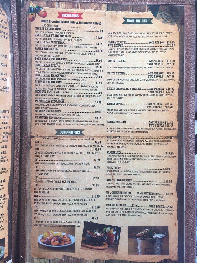 Menu at Don Tomas Mexican grill restaurant, Monroe