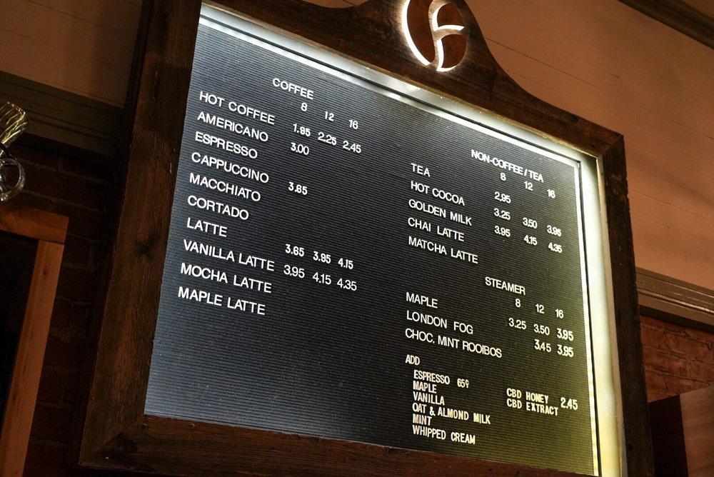 Menu at First Branch Coffee, Royalton