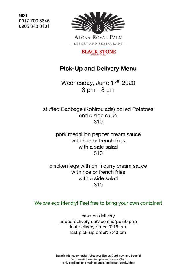 Menu at Alona Royal Palm Resort & Restaurant, Panglao