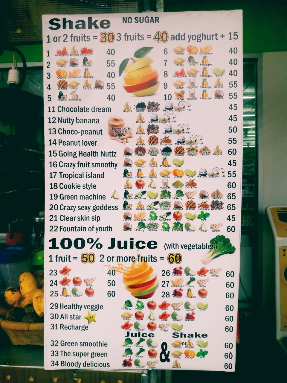 Menu at Jo The Juice cafe, Mae Win