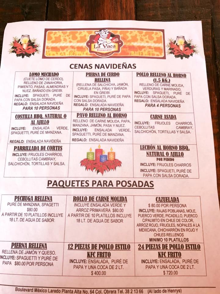 Menu at LA VACA FELIZ steakhouse, Ciudad Valles